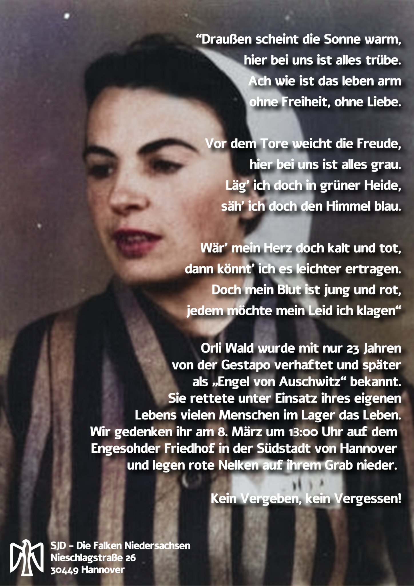 Veranstaltung zum Gedenken an Orli Wald, den Engel von Auschwitz am 8.3 ...